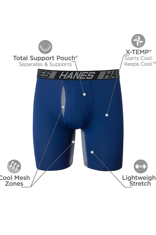 Hanes Long Leg Boxers - 3 í pakka - Curvy & Stout