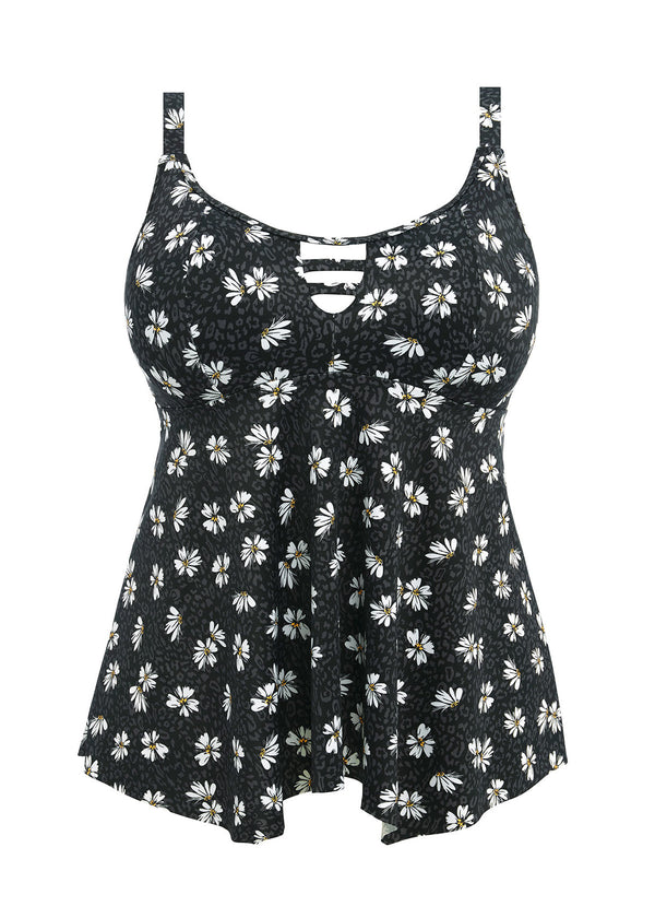 Black Daisy Tankini Toppur - Curvy & Stout