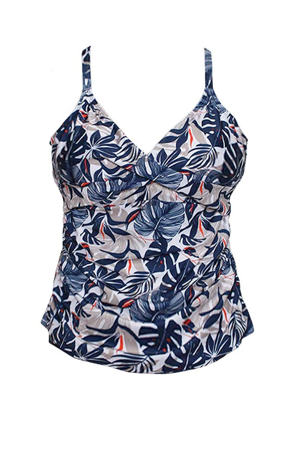Print Crossover Tankini top - Curvy & Stout
